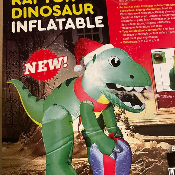 Holiday | New Inbox 5 Foot Raptor Inflatable Christmas Outdoor ...